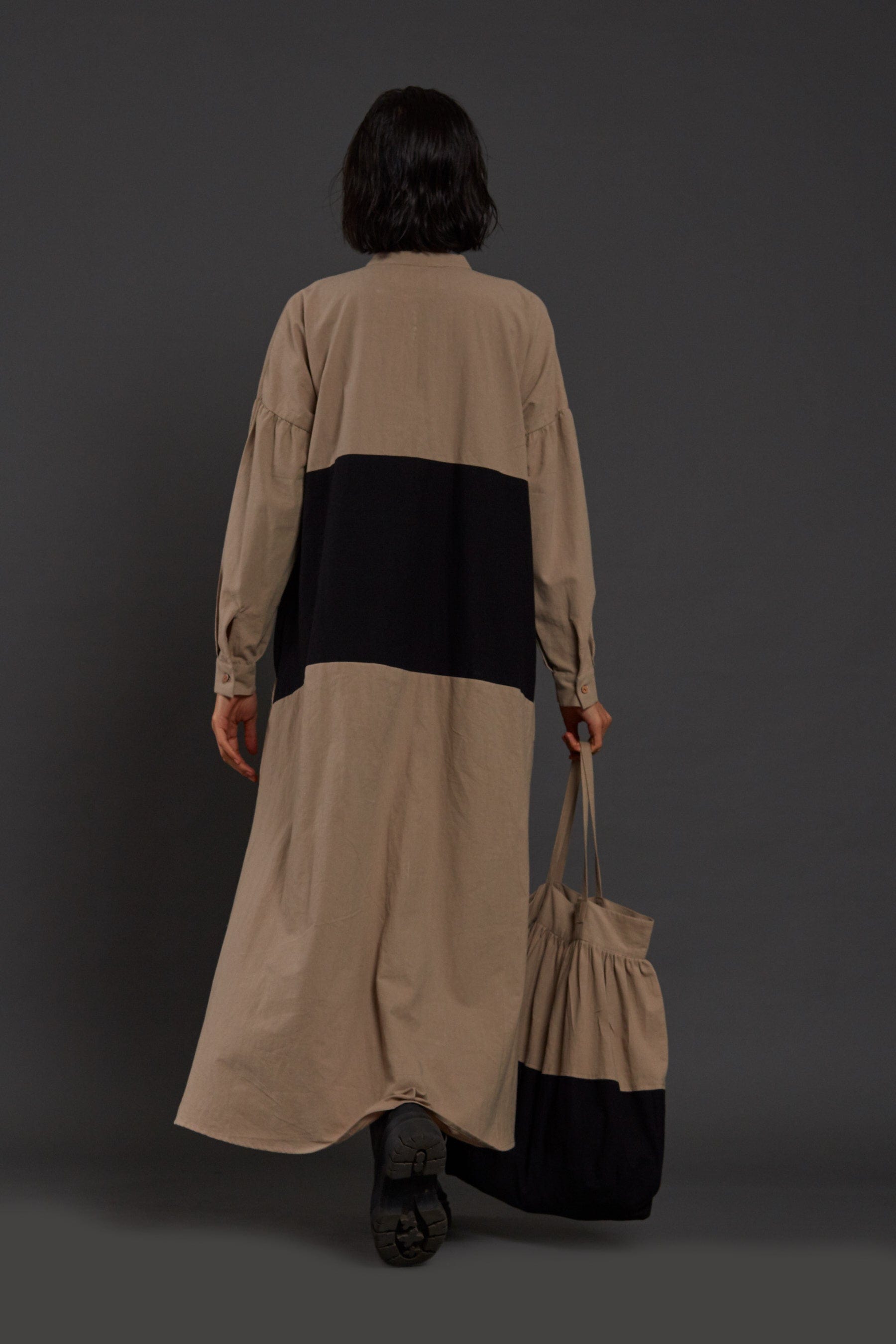 Beige & Black Band Dress – Mati