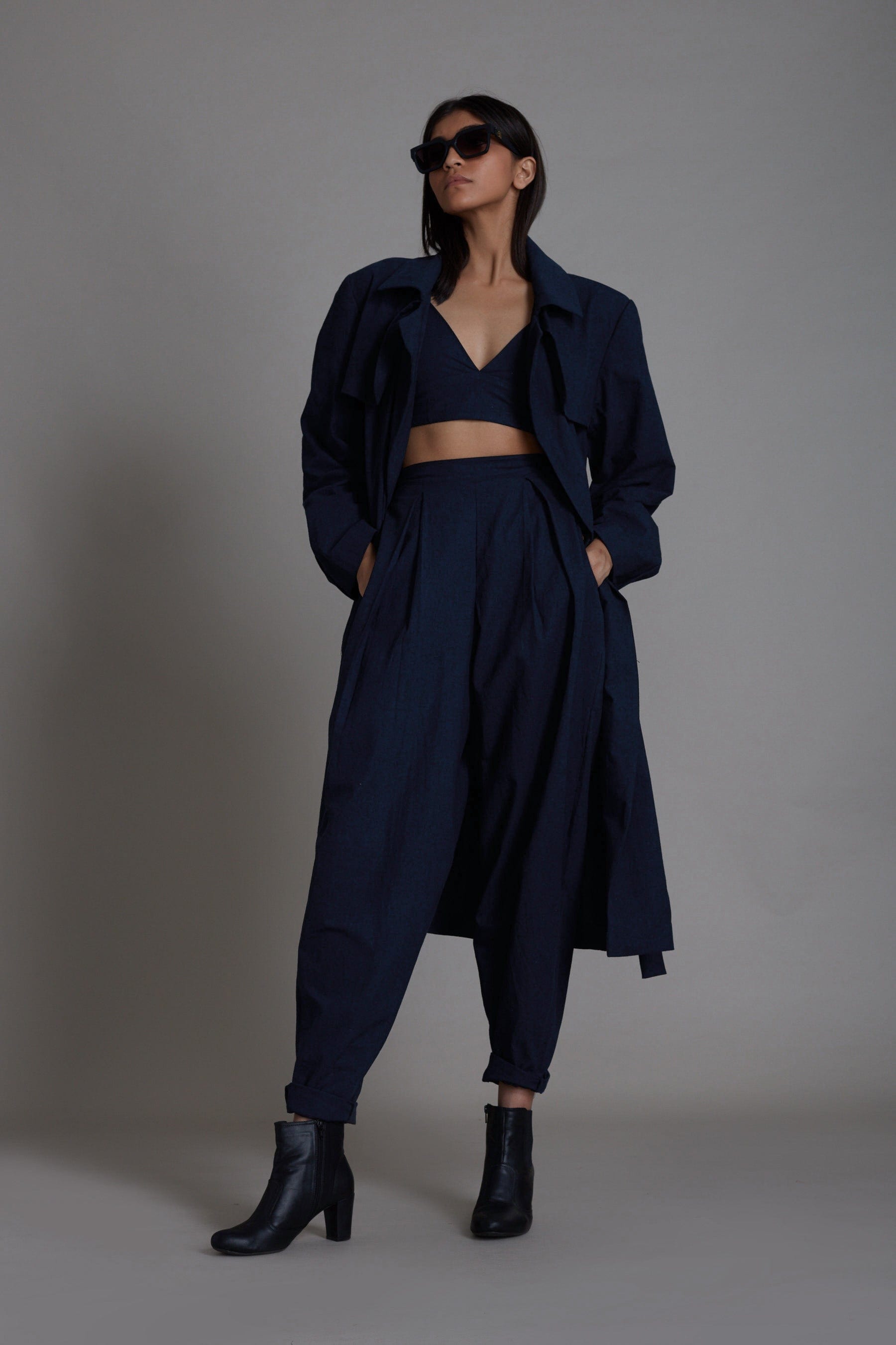 Navy Blue Milestone Trench Jacket – Mati