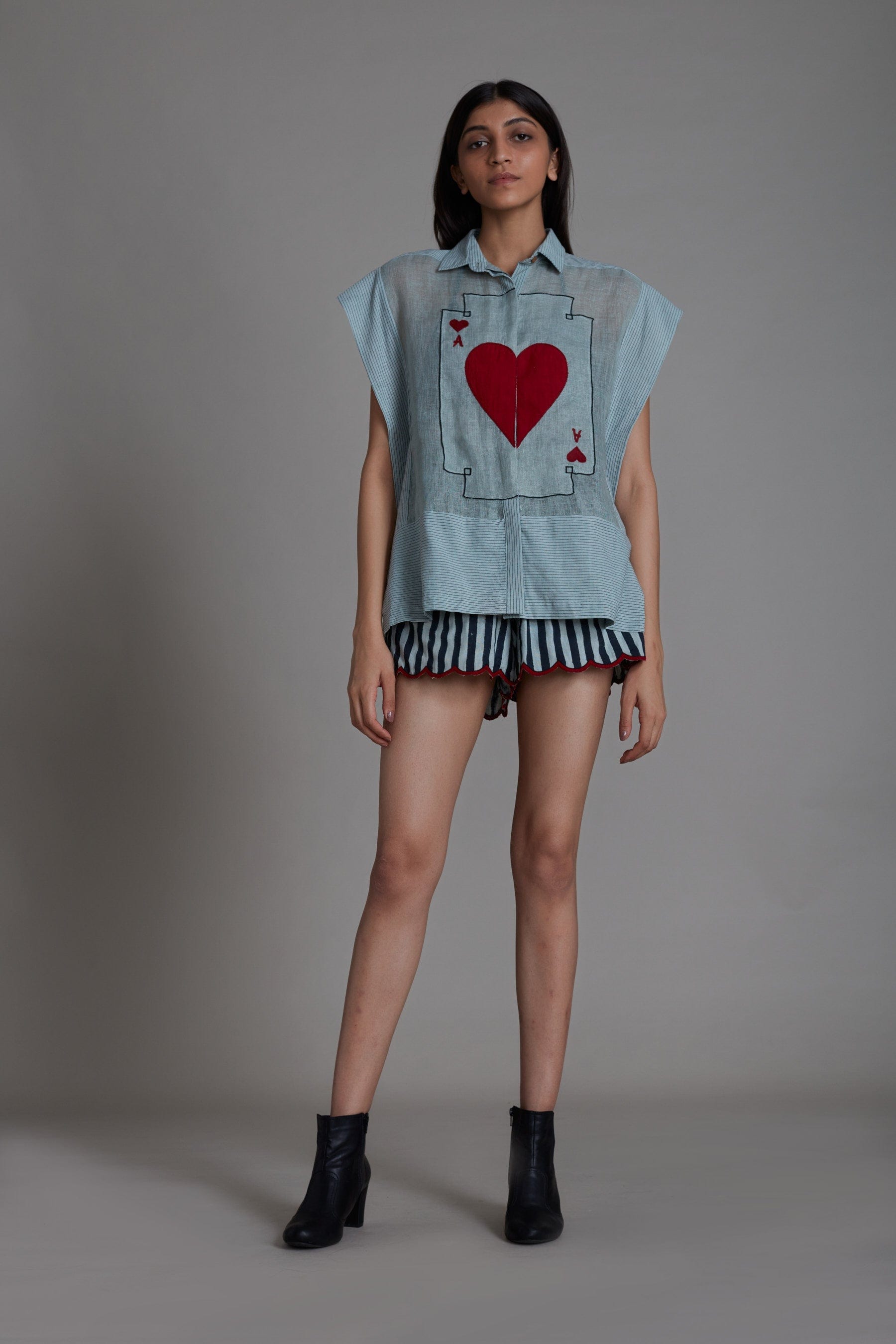Buy Handwoven Pure Linen & Cotton Embroidered Co-Ord Set by MATI ...